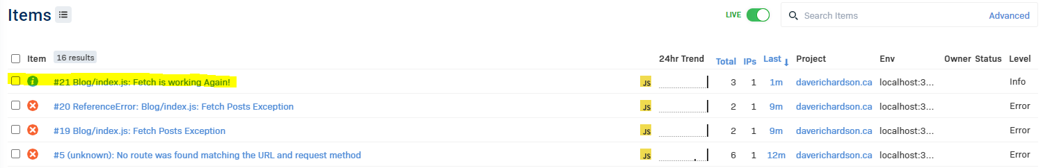 Dave Richardson > my blog | Logging errors in React with Rollbar