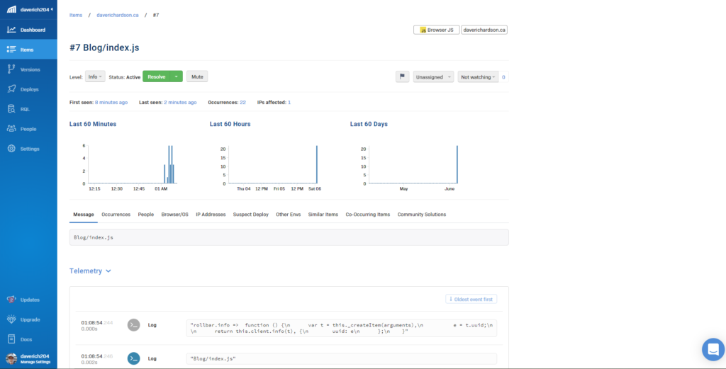 Dave Richardson > my blog | Logging errors in React with Rollbar